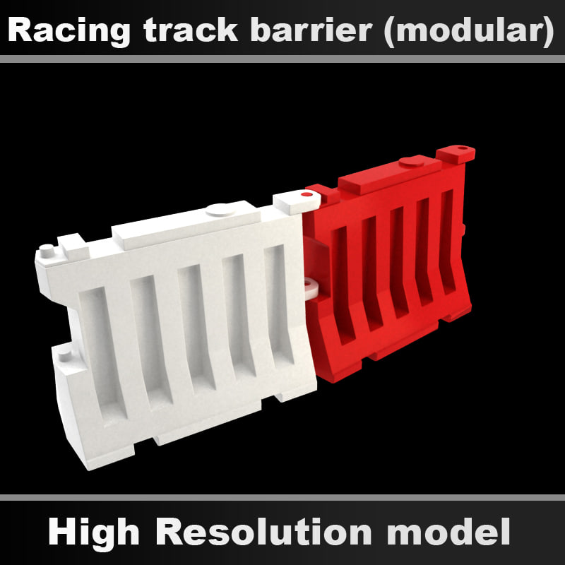3d modular racing track barrier model
