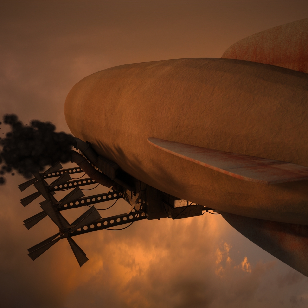 steampunk zeppelin 3d model