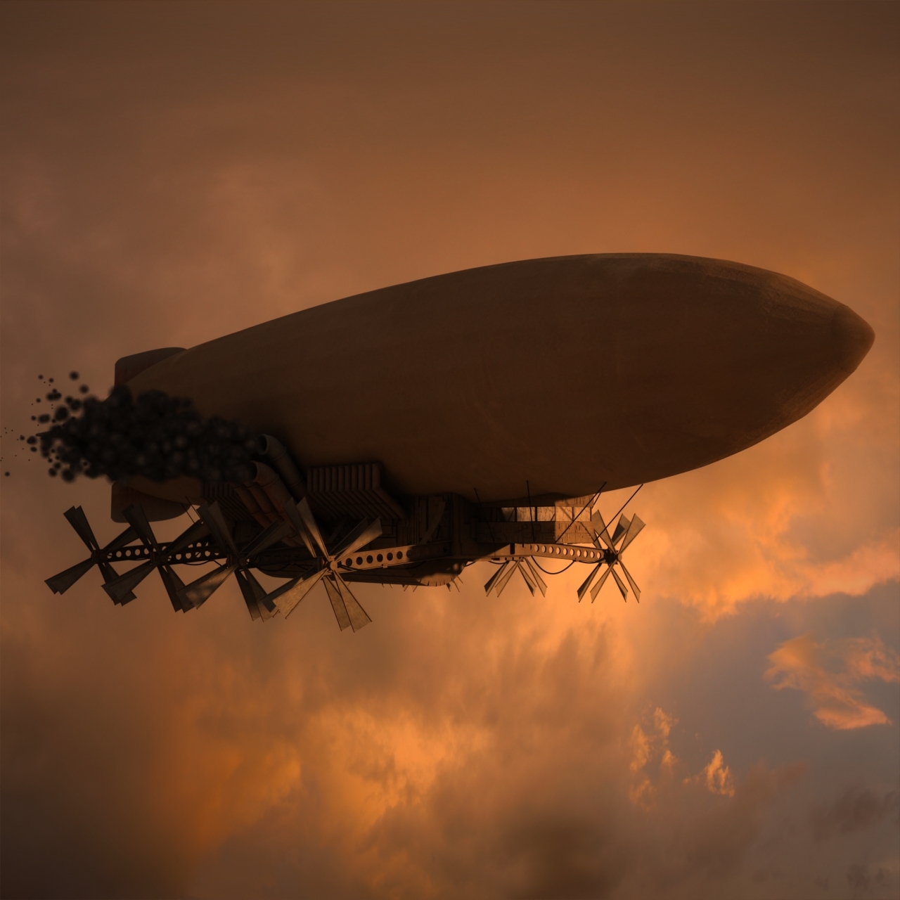 steampunk zeppelin 3d model