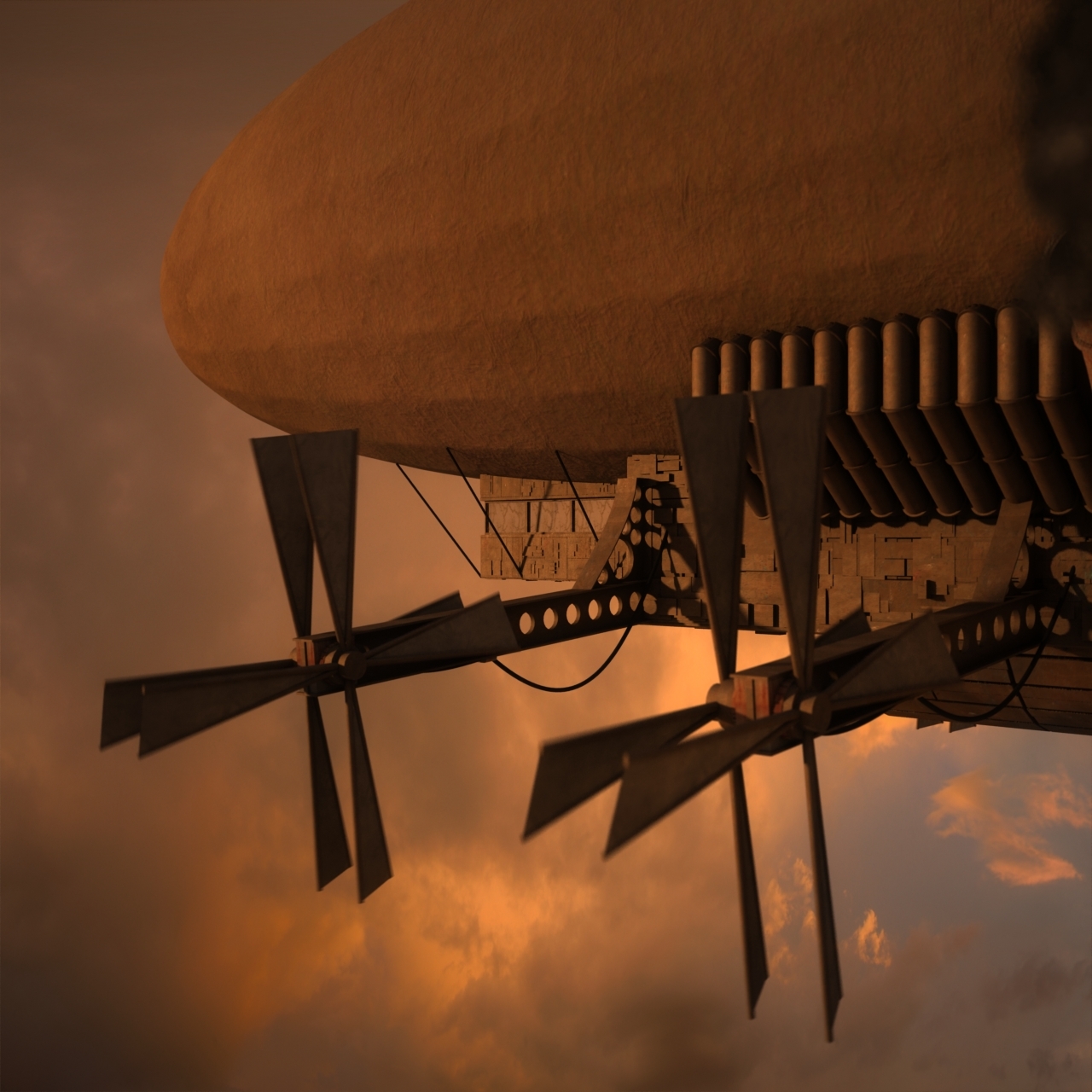 steampunk zeppelin 3d model