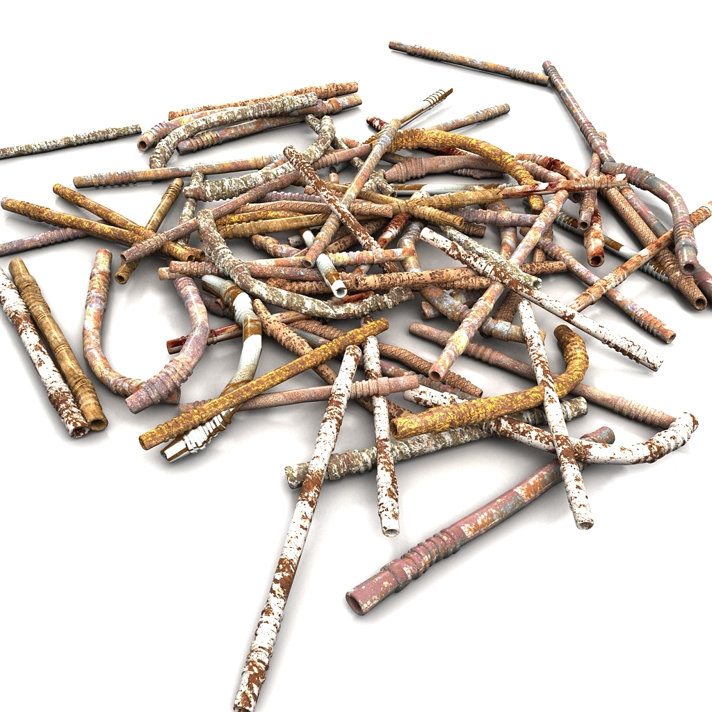 3d model of debris metal rod