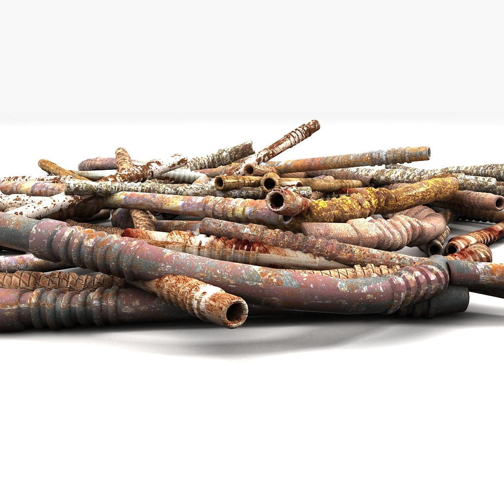 3d model of debris metal rod