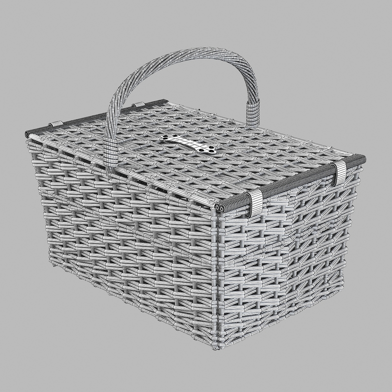3d model wicker basket rattan
