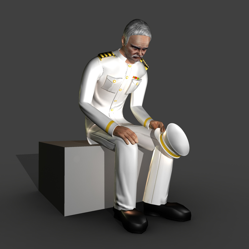 3d model of rigged boat captain