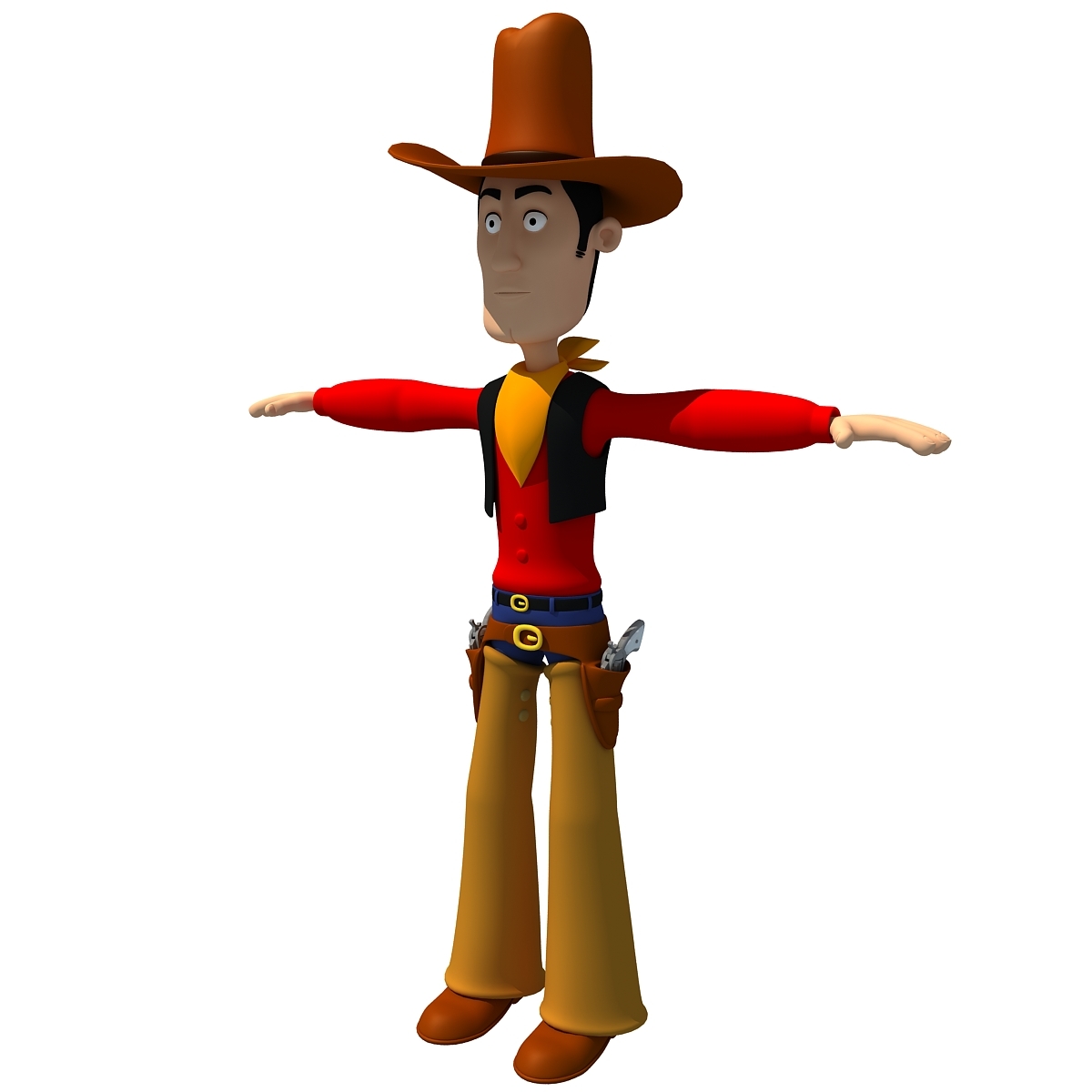 3d cartoon cowboy character rigged model