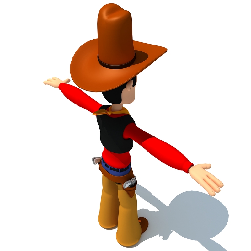 3d cartoon cowboy character rigged model