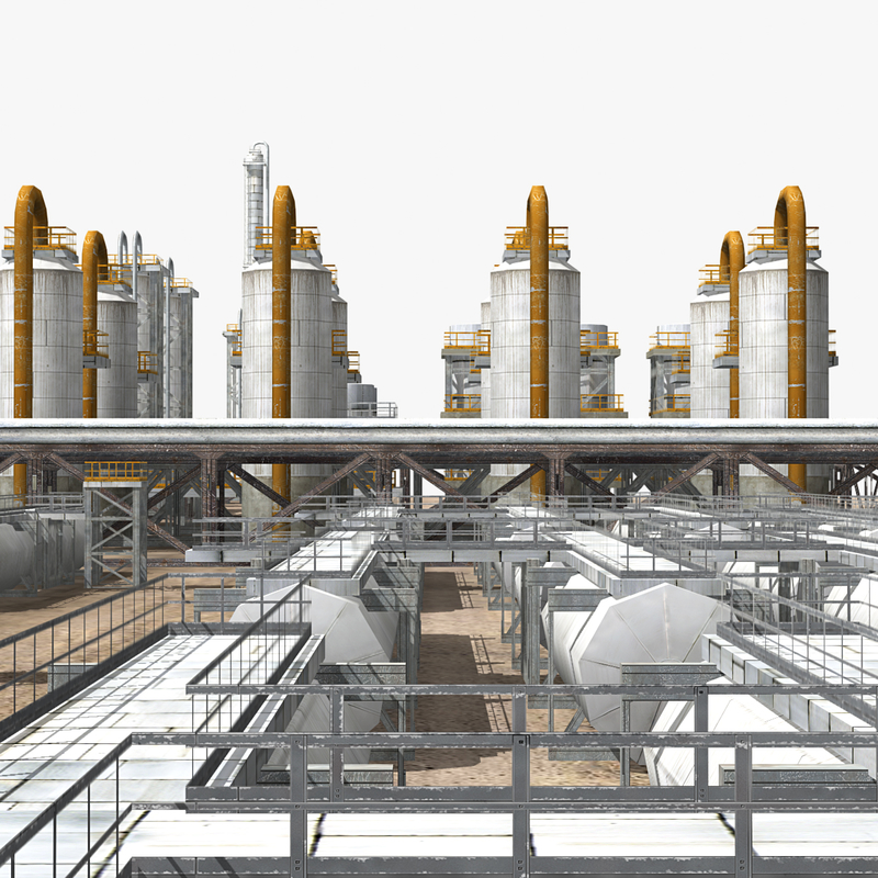 3d model chemical factory complex