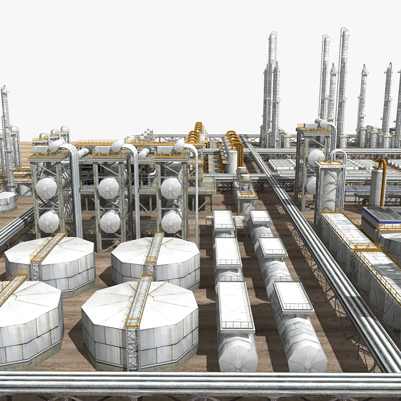 3d model chemical factory complex