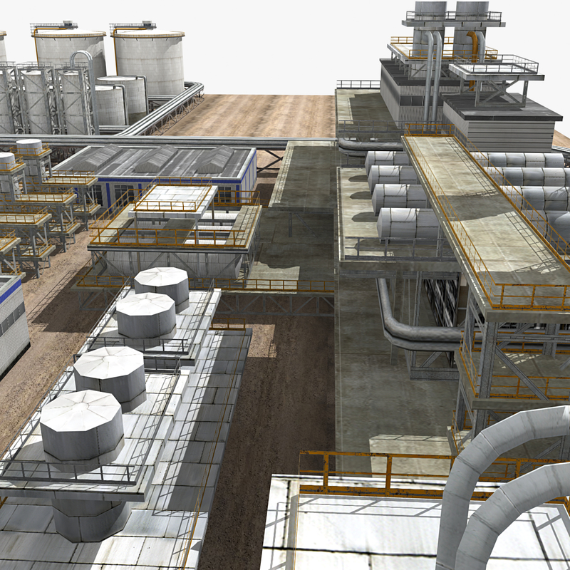 3d model chemical factory complex