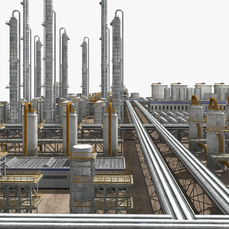 3d model chemical factory complex