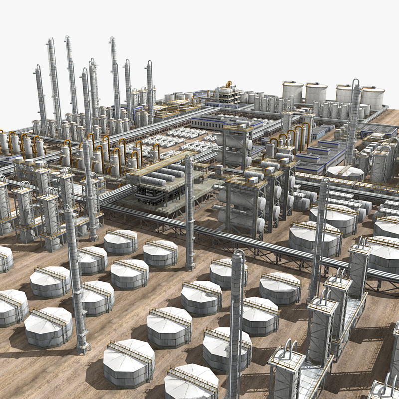 3d model chemical factory complex