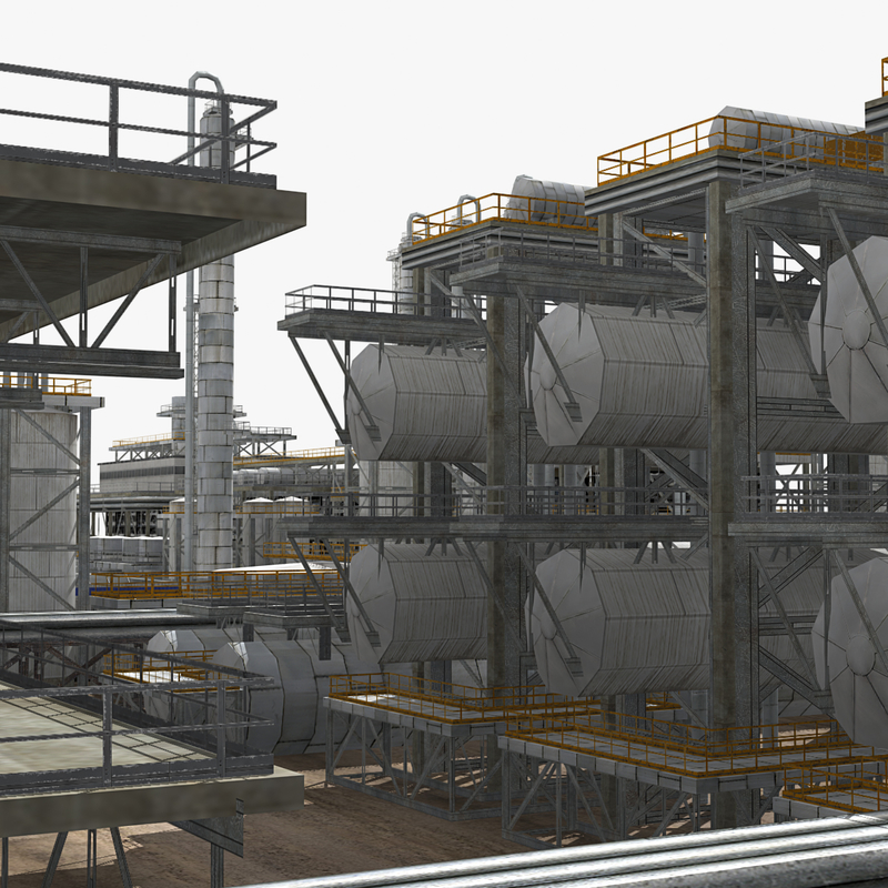 3d model chemical factory complex