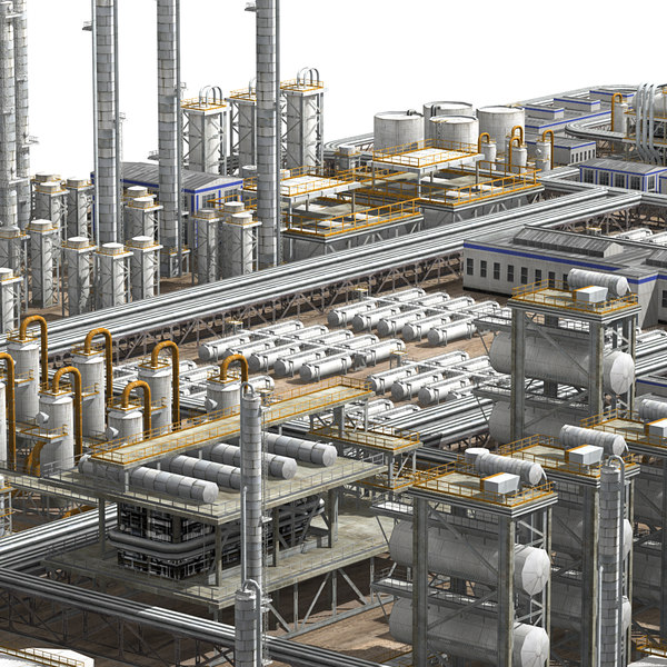 3d model chemical factory complex