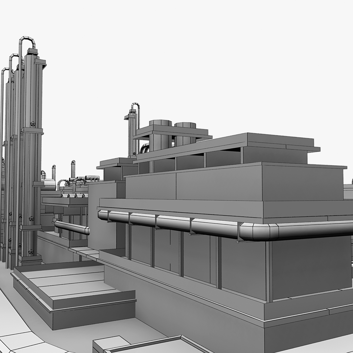 3d model chemical factory complex
