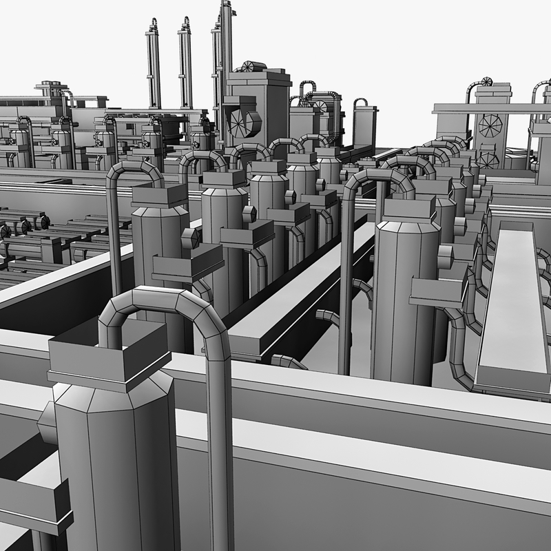 3d model chemical factory complex