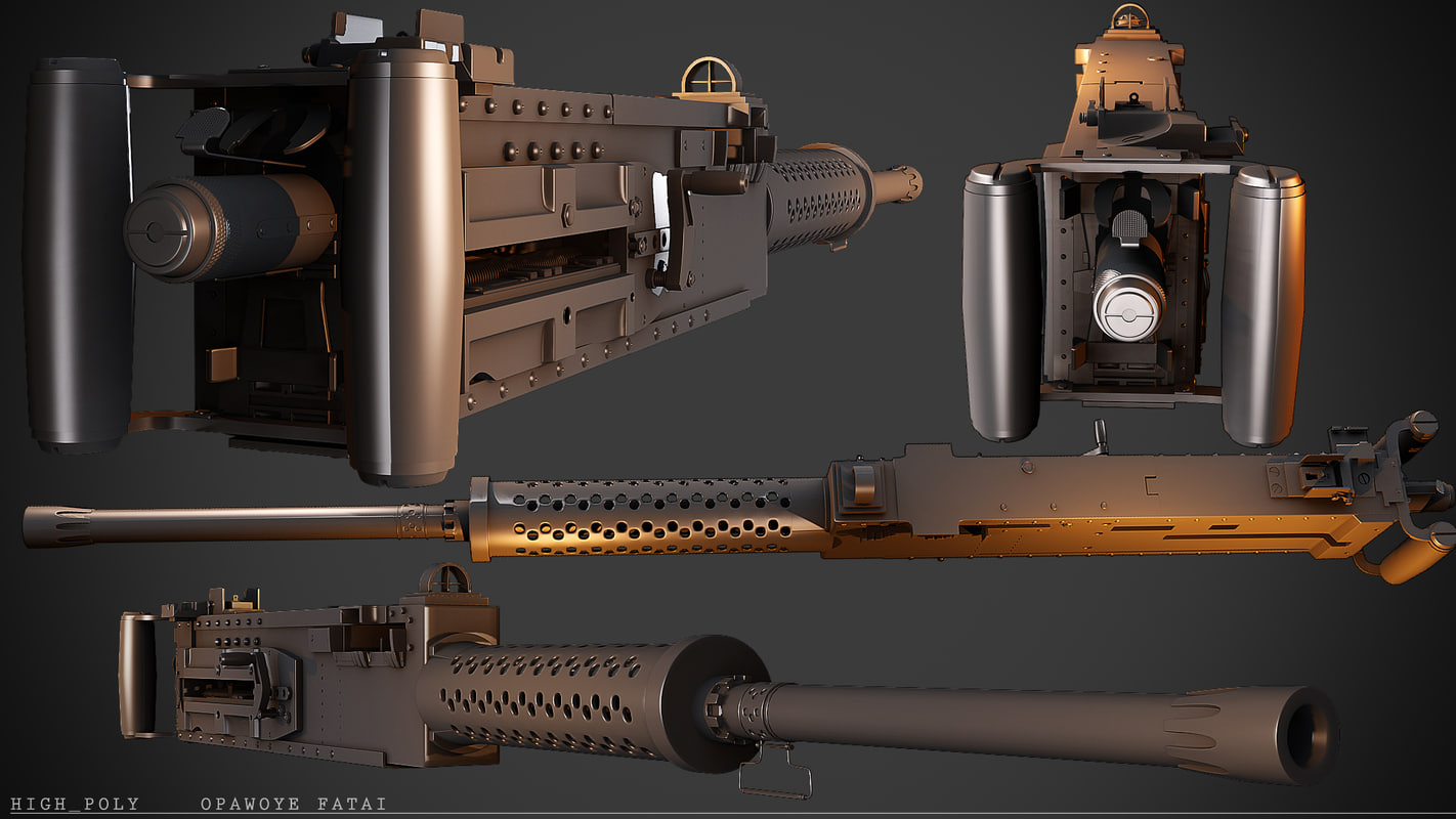 3ds max 50 cal machine gun