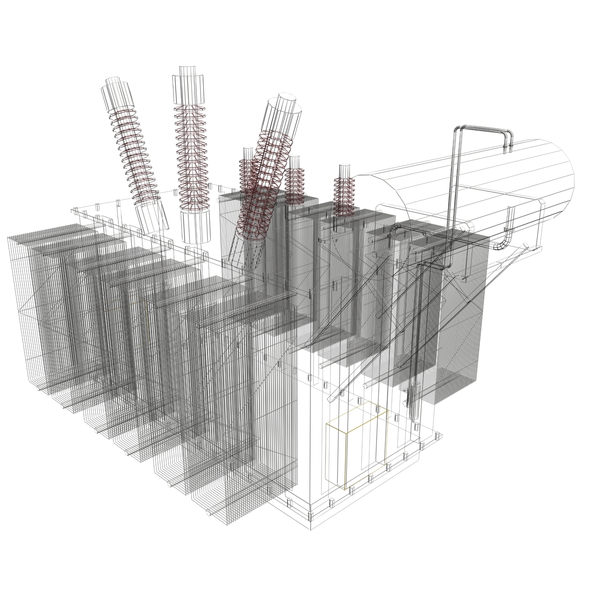 3d model of voltage electrical transformer