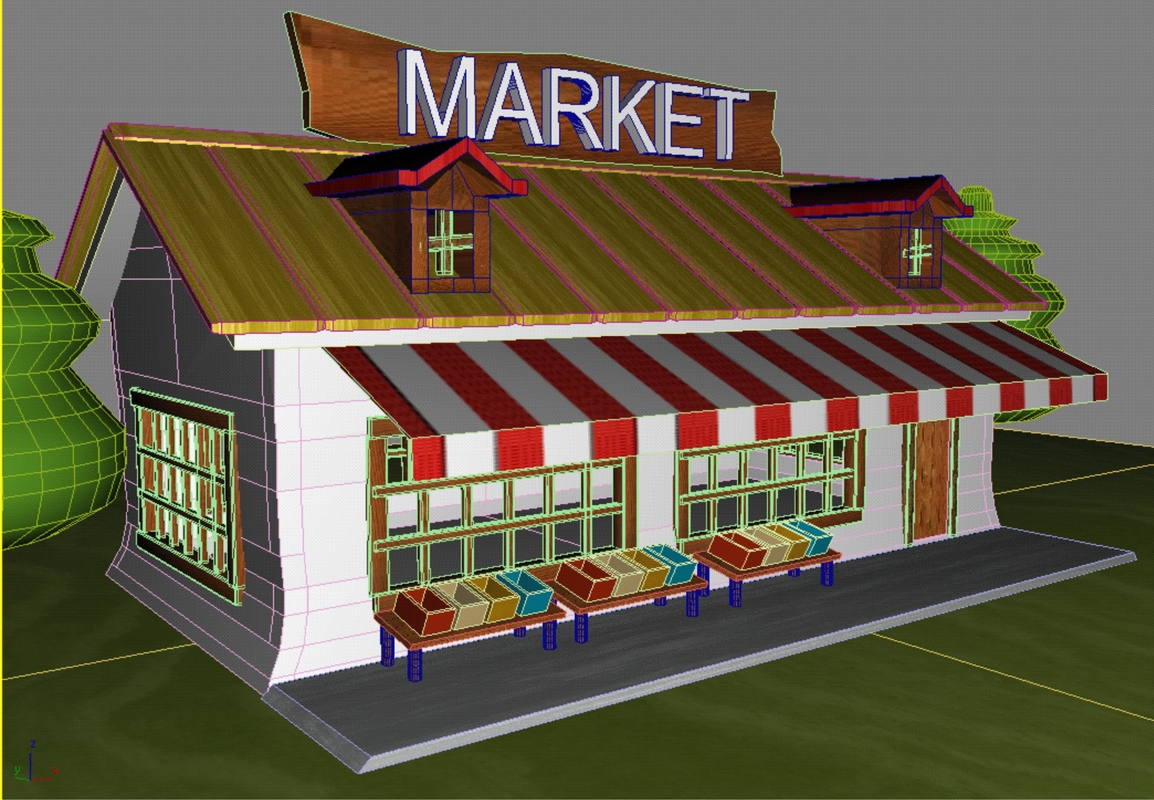cartoon market toon 3d model