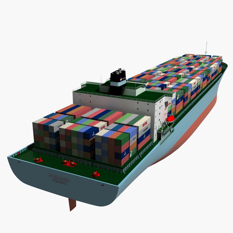 3d container ship animation model