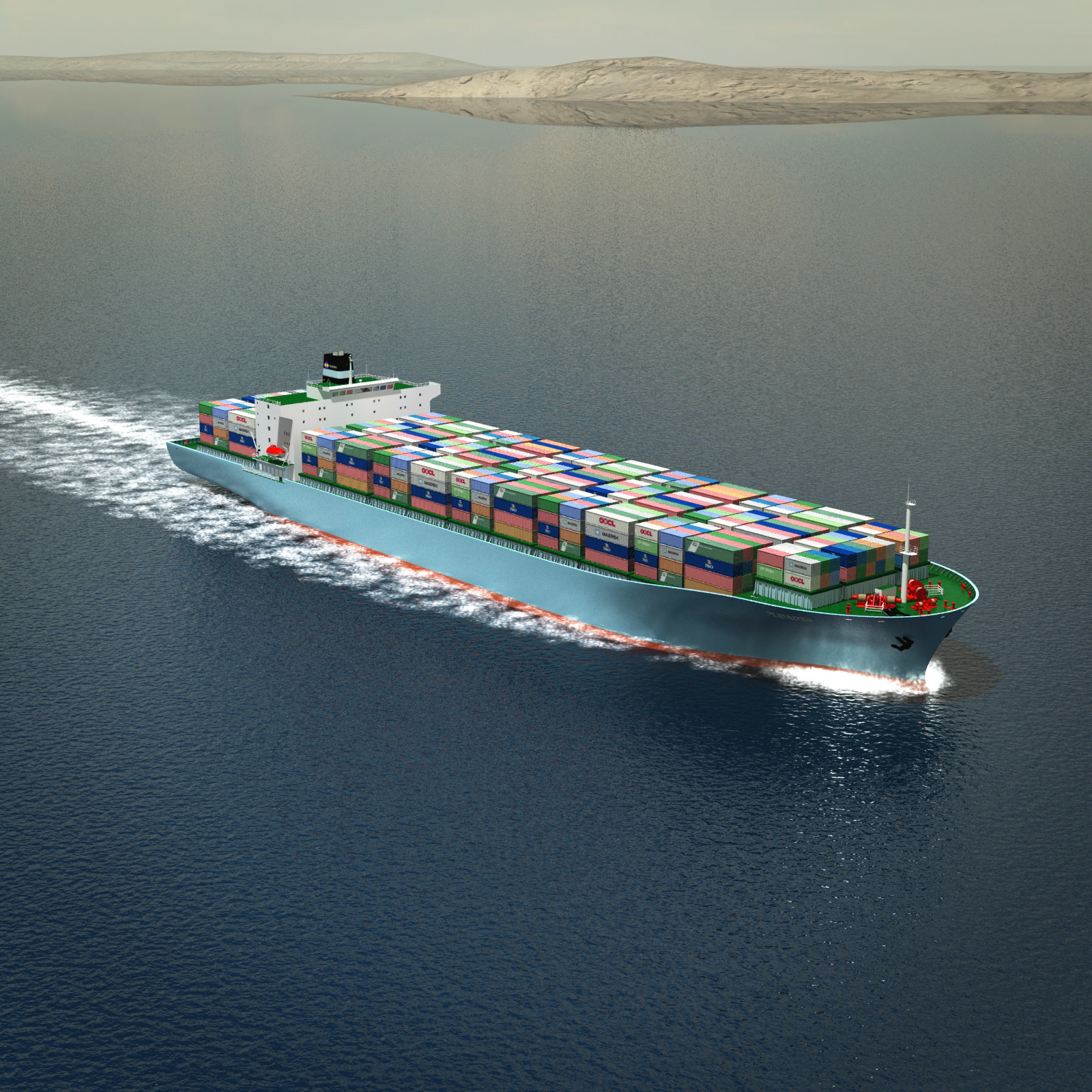 3d container ship animation model