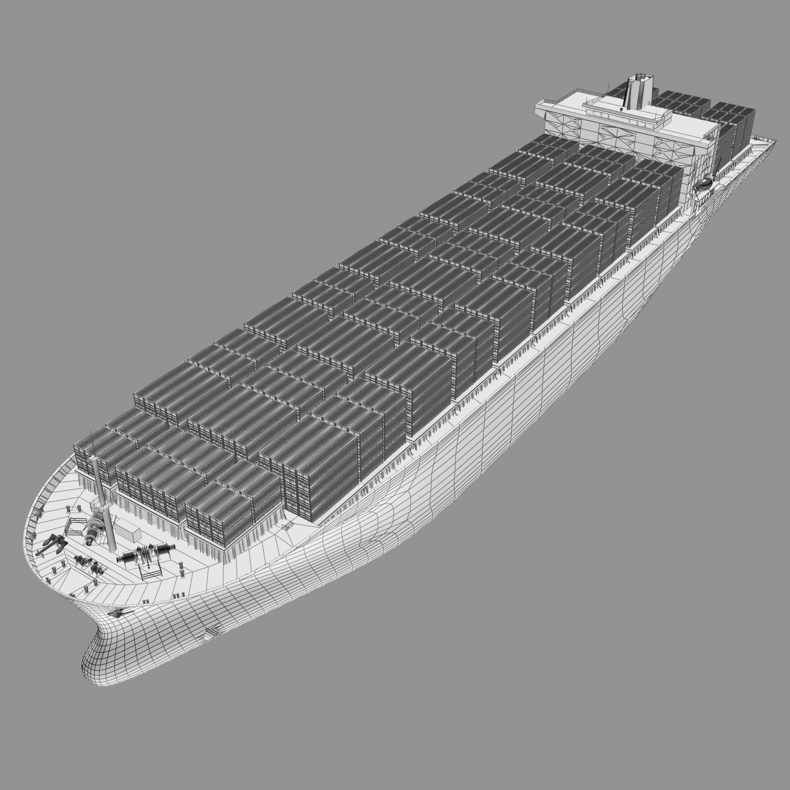3d container ship animation model
