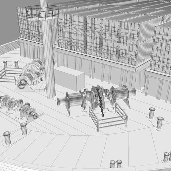 3d container ship animation model