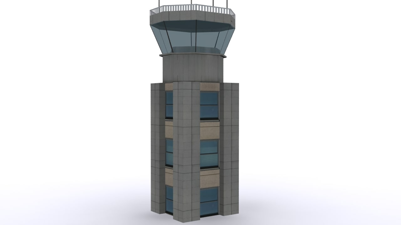 3d model flight control tower 1