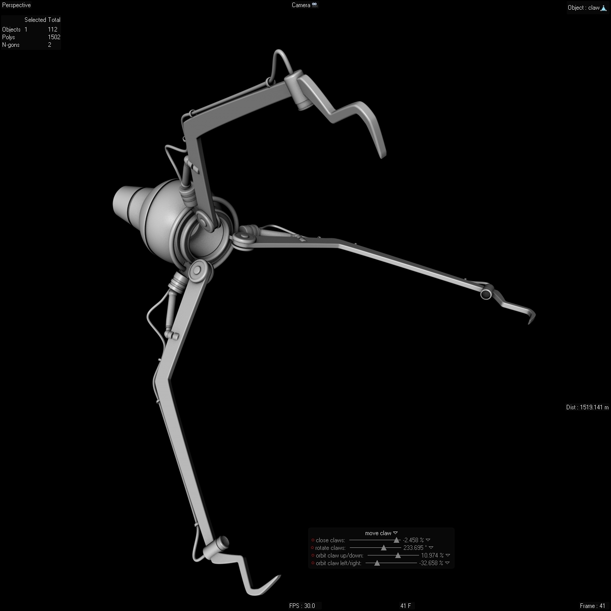 xpresso controlled robot claw 3d model
