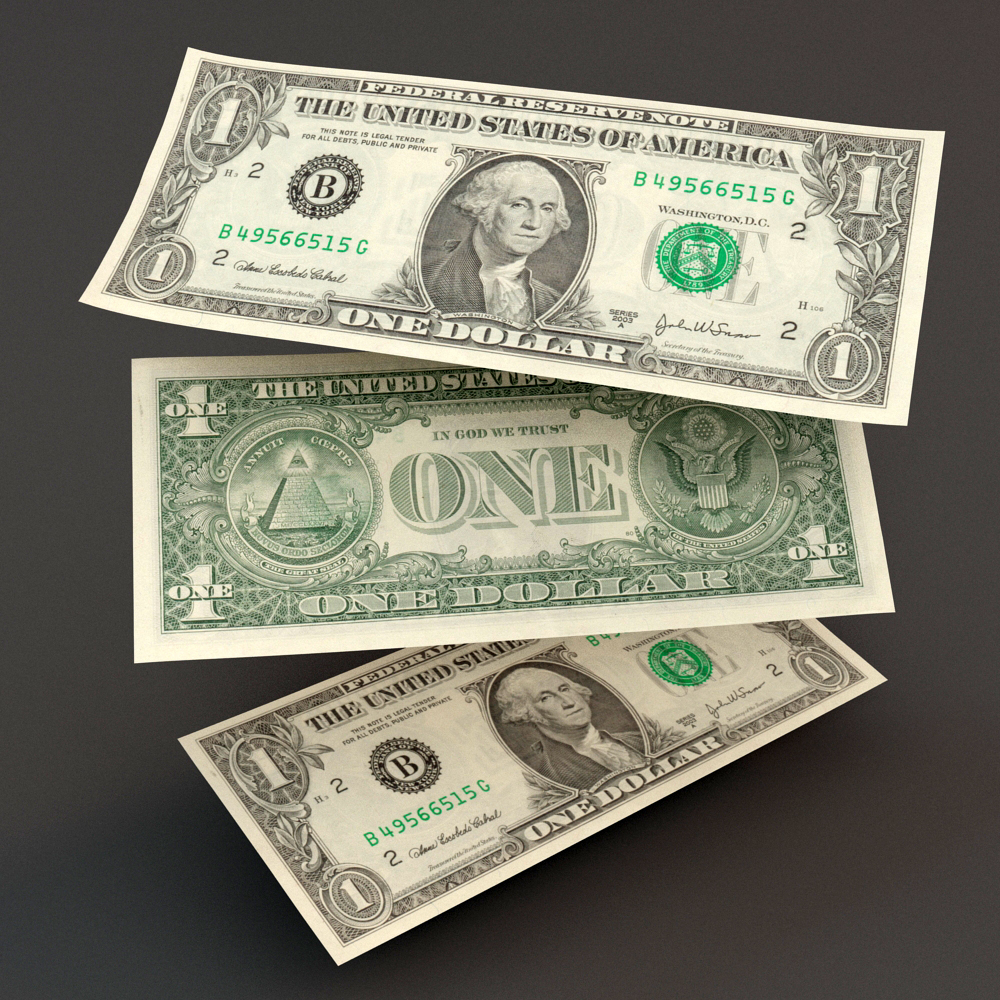 3d dollar bill