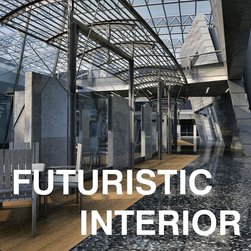 3d max futuristic interior hall lobby
