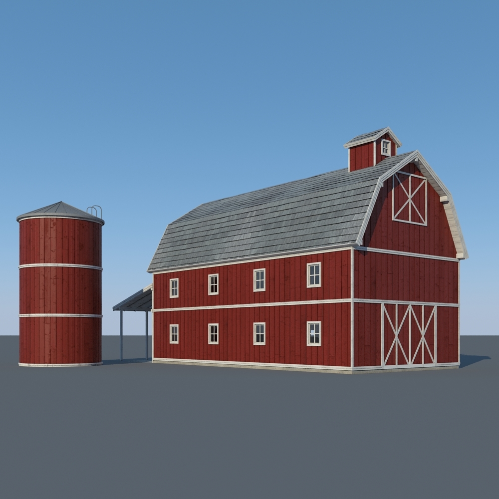 3d barn red model