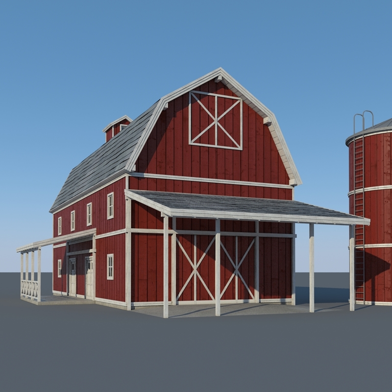 3d barn red model