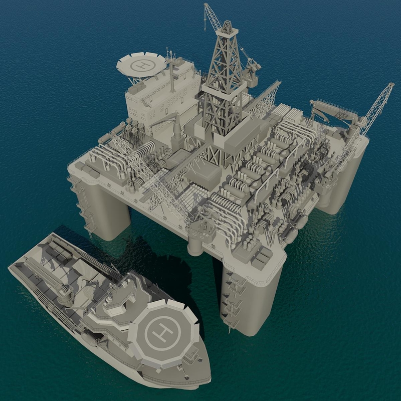3d oil platform multipurpose sup model