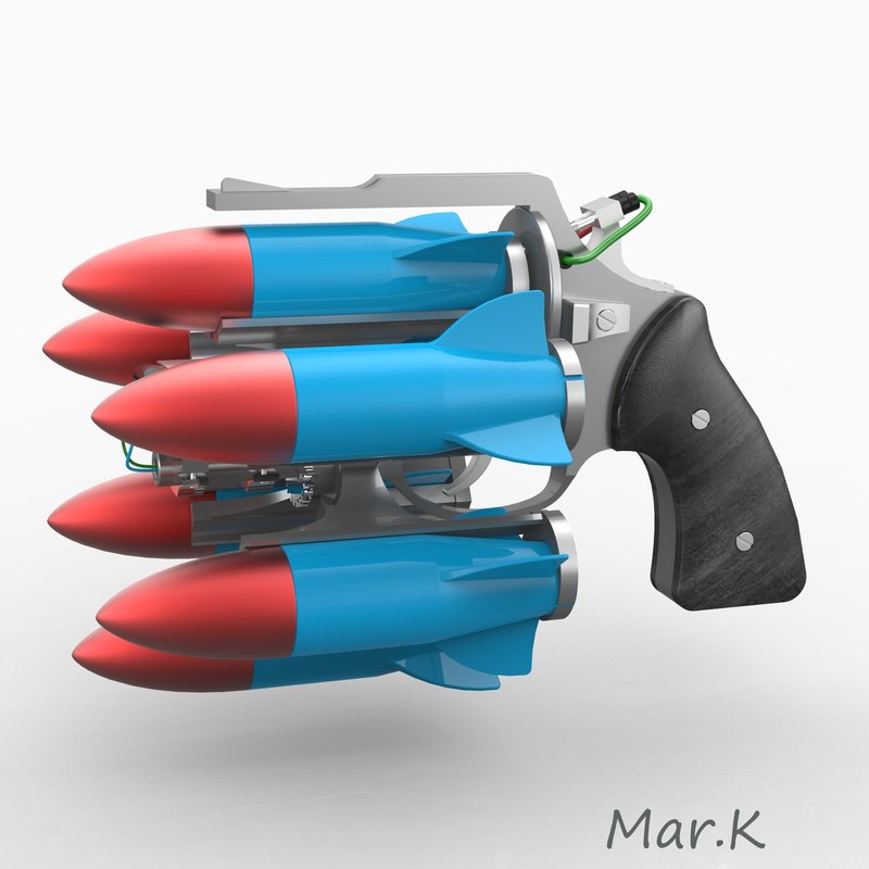 sci-fi rocket revolver 3d obj
