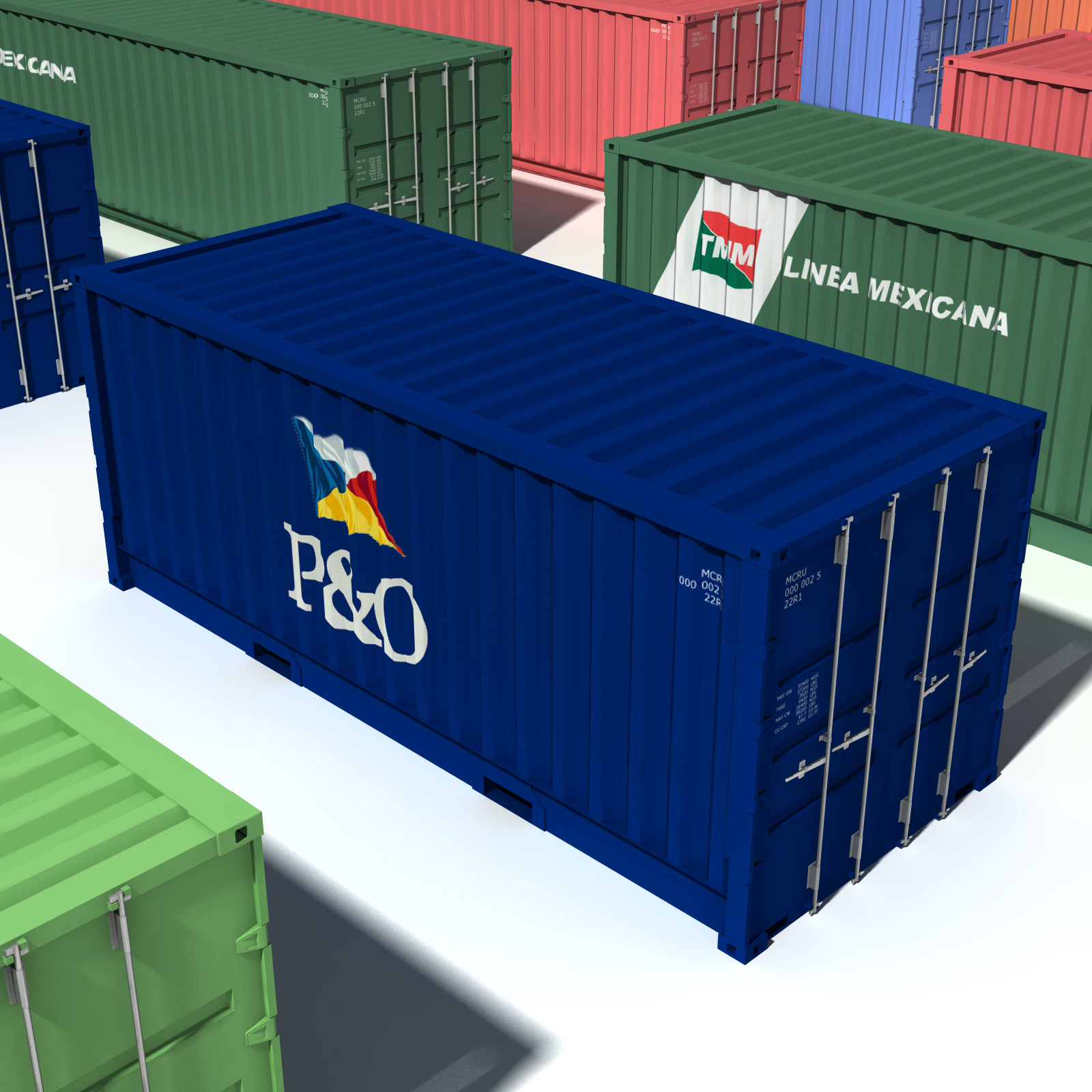 3d containers shipping model