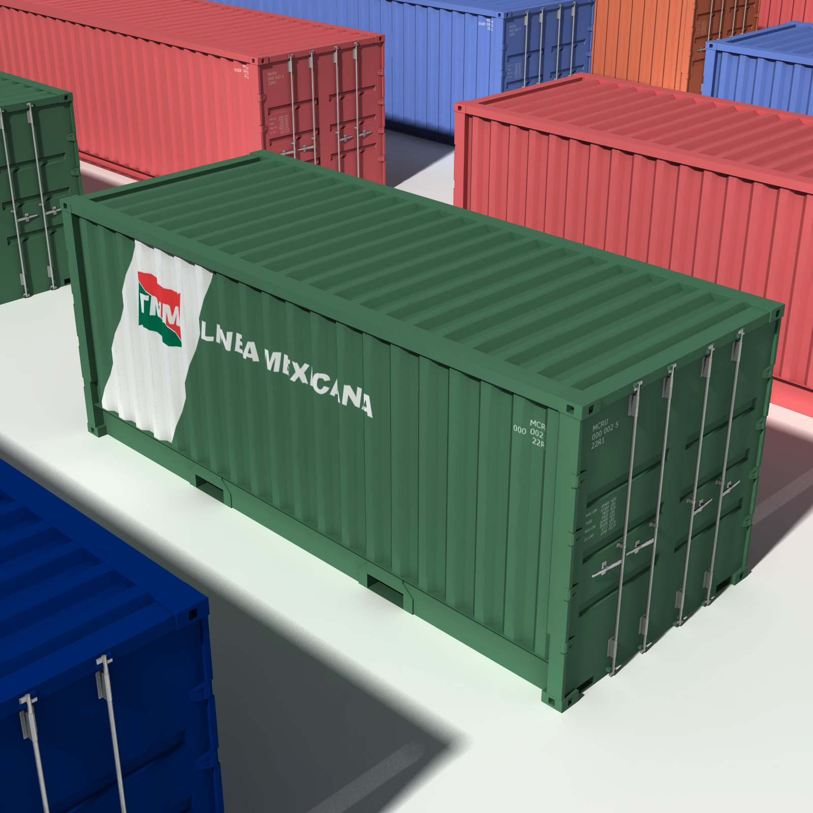 3d containers shipping model