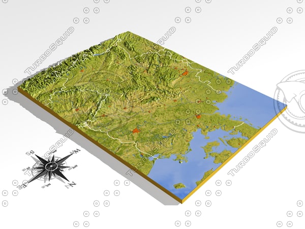 germany resolution relief maps 3d model