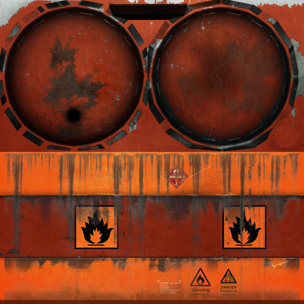 3d barrel flammable explosive