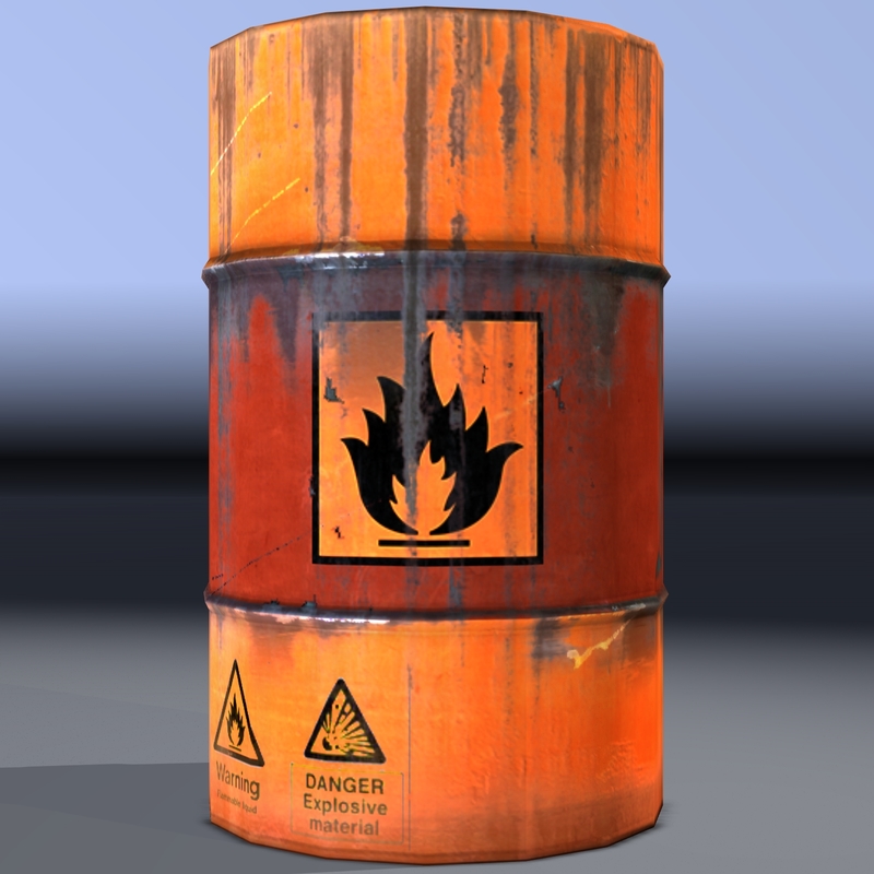 3d barrel flammable explosive