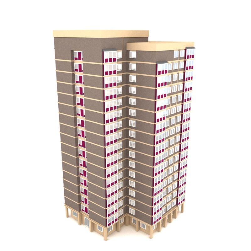 3d model block flats background