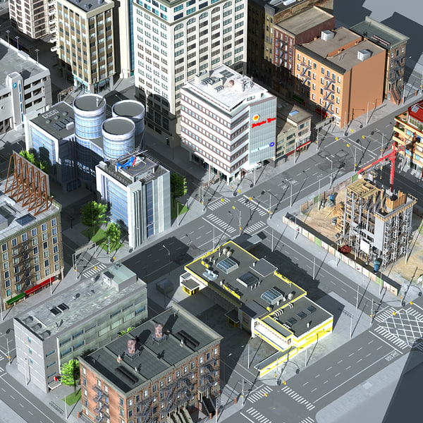 3d city street