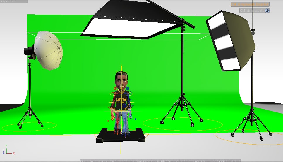 3d cartoon green screen set