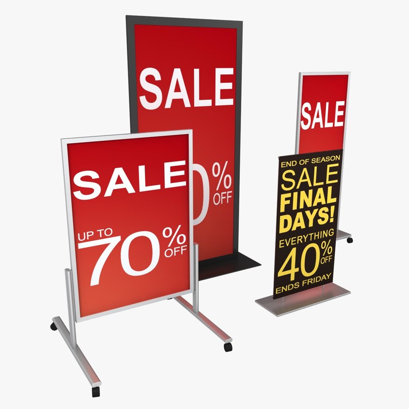 3d retail floor signage 01 model
