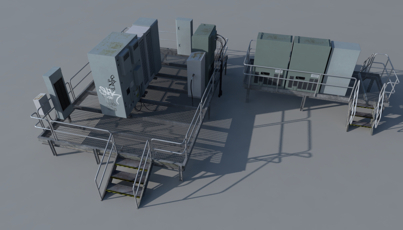 rooftop electrical boxes 3d model