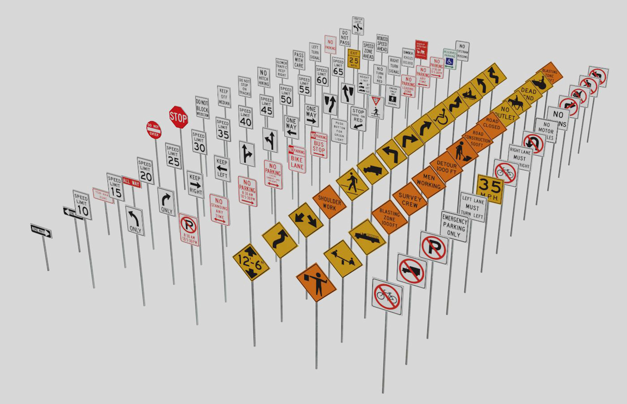 3ds max road traffic signs