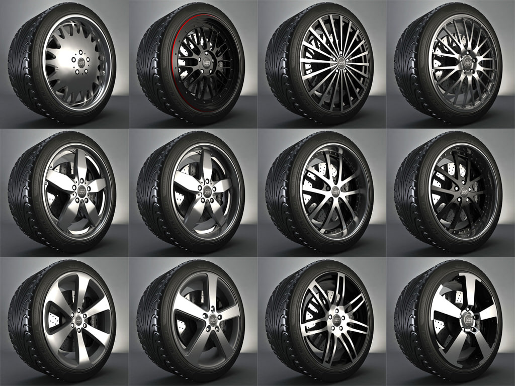complete wheel pack rims 3d max