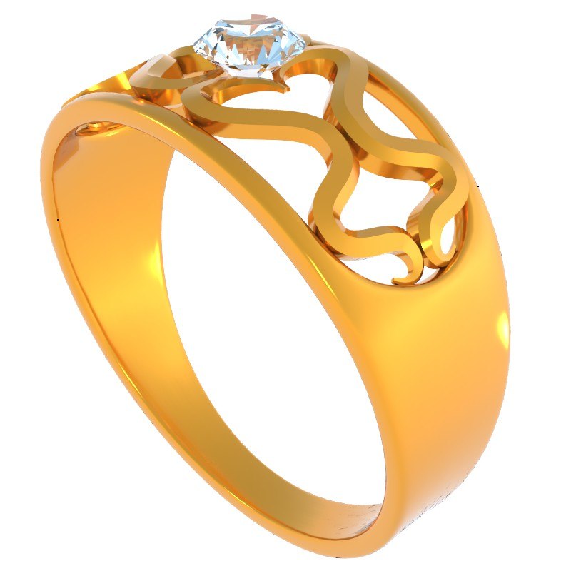 gold diamond ring 3d dxf