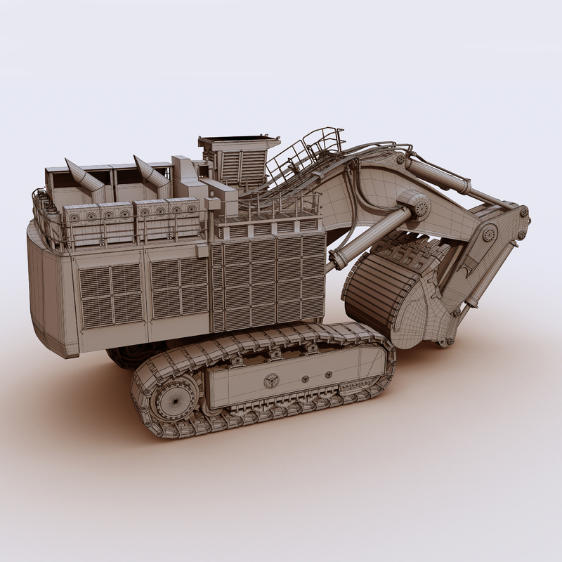 liebherr r9800 mining excavator 3d obj