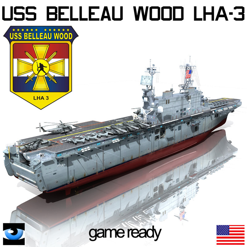uss belleau lha-3 3d model