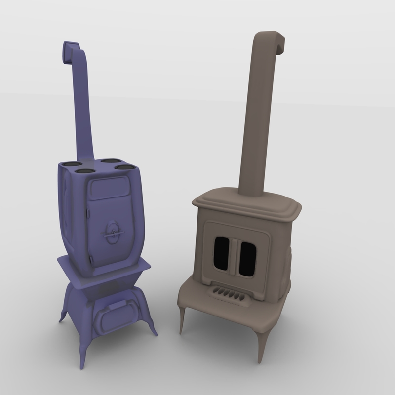 wood-burning stove 3d model